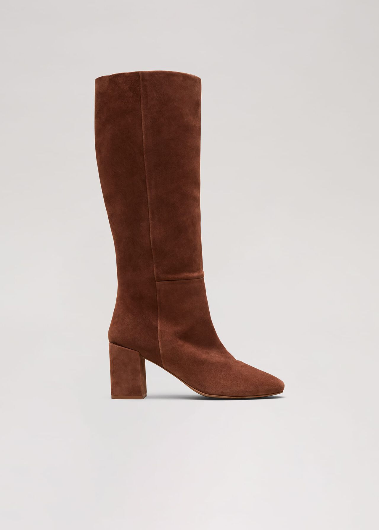 Tan Suede Block Heel Knee Boot | Phase Eight UK