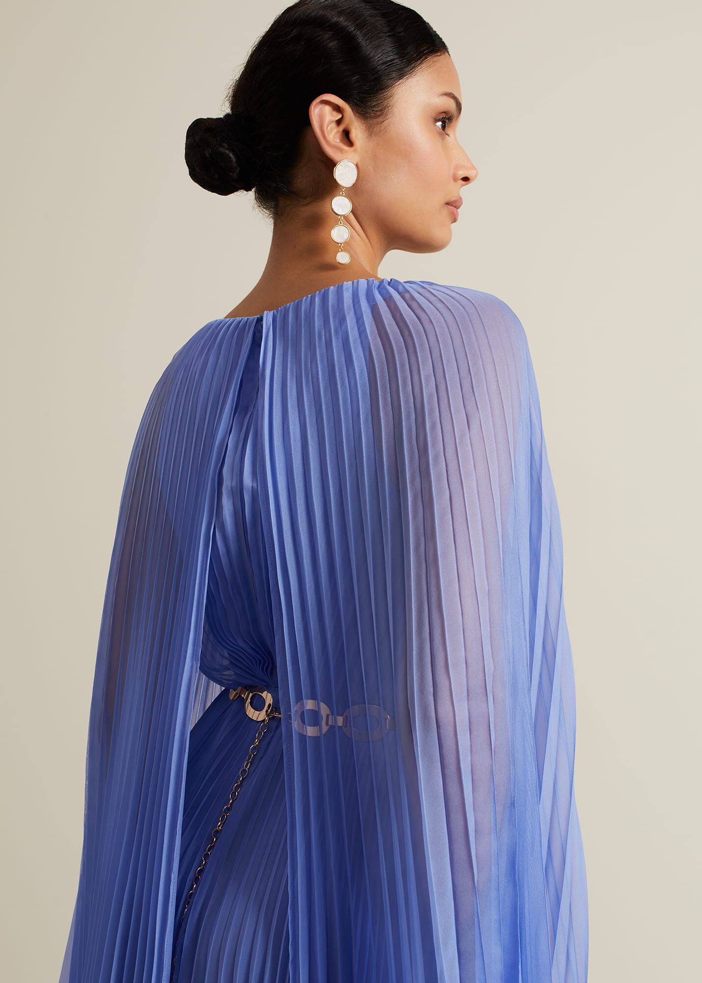 Marren Blue Chiffon Pleated Maxi Dress | Phase Eight UK