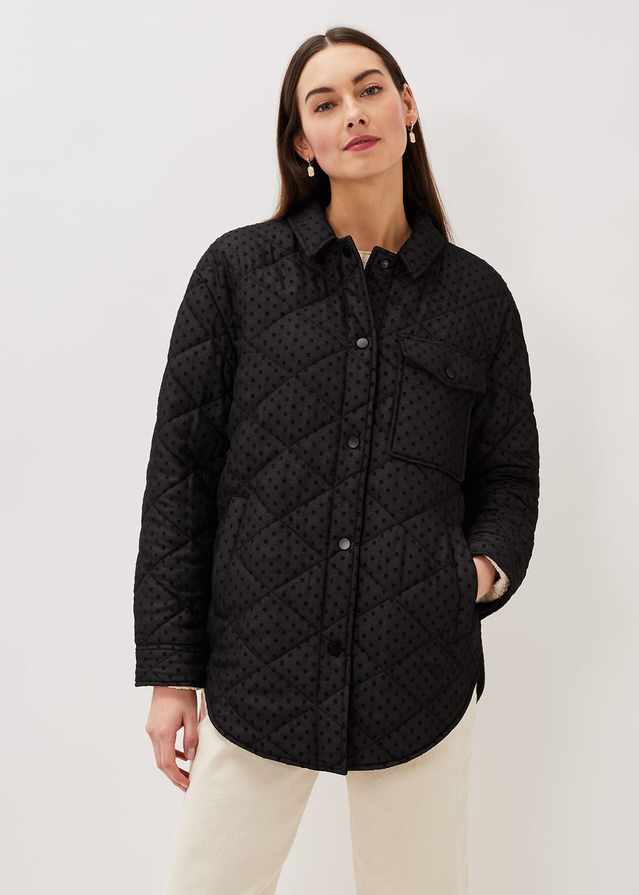 Lola Quilted Polka Dot Coat | Phase Eight UK