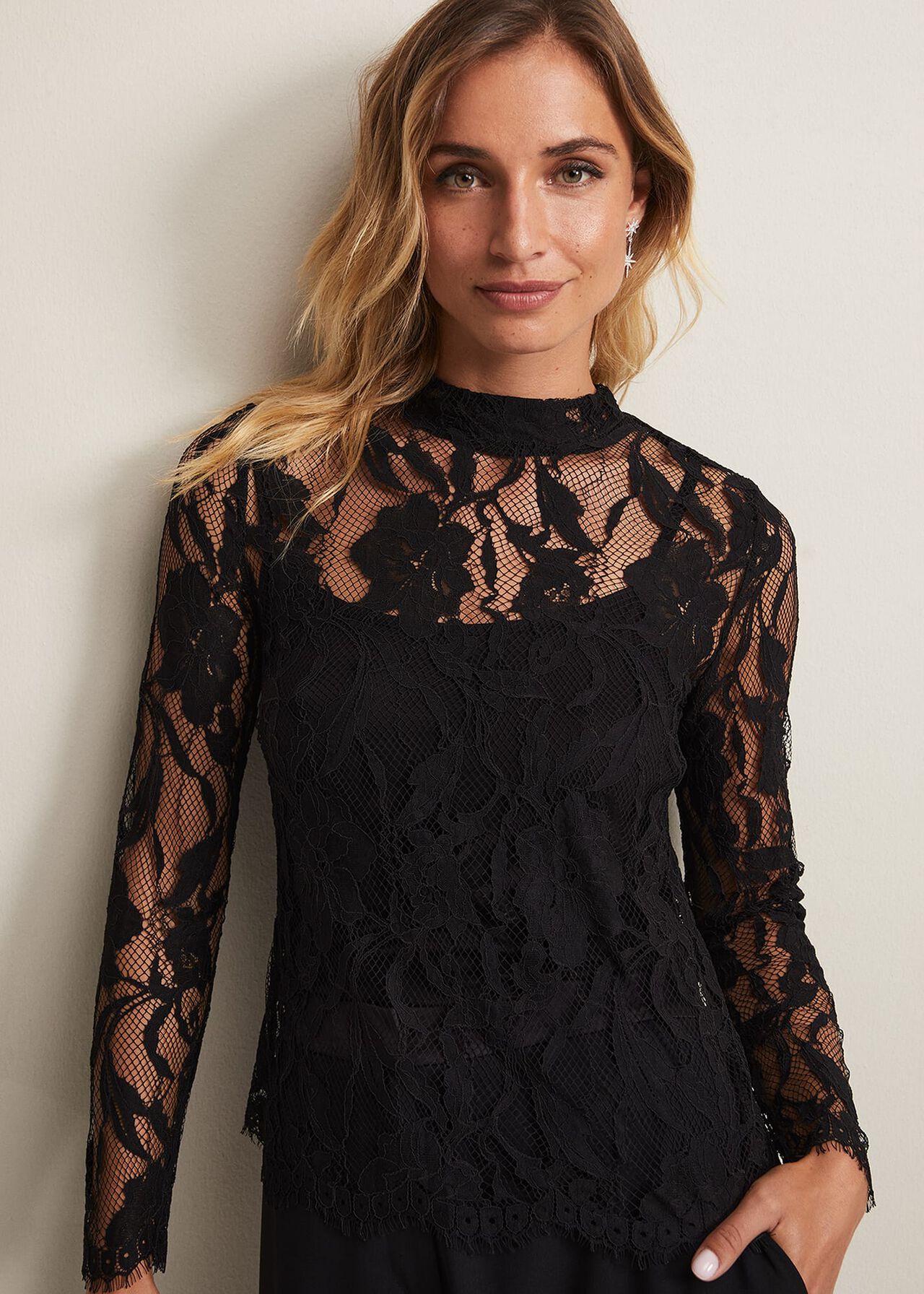 Lara Black Lace Top Phase Eight Uk
