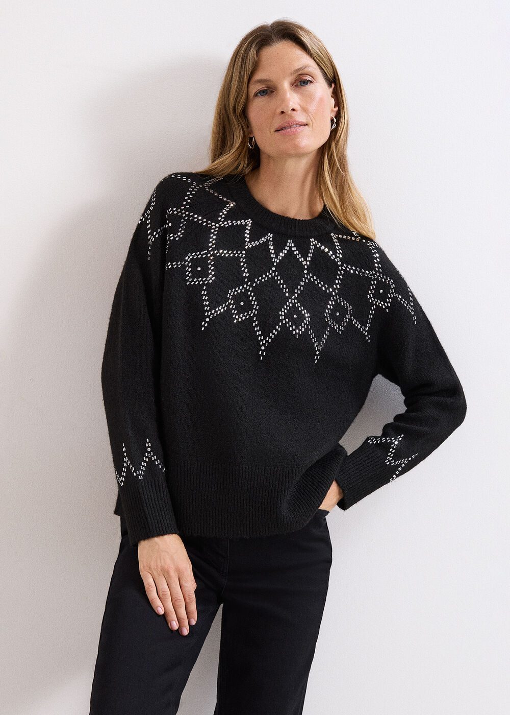 Abigail Black Embellished Jumper | Phase Eight AU