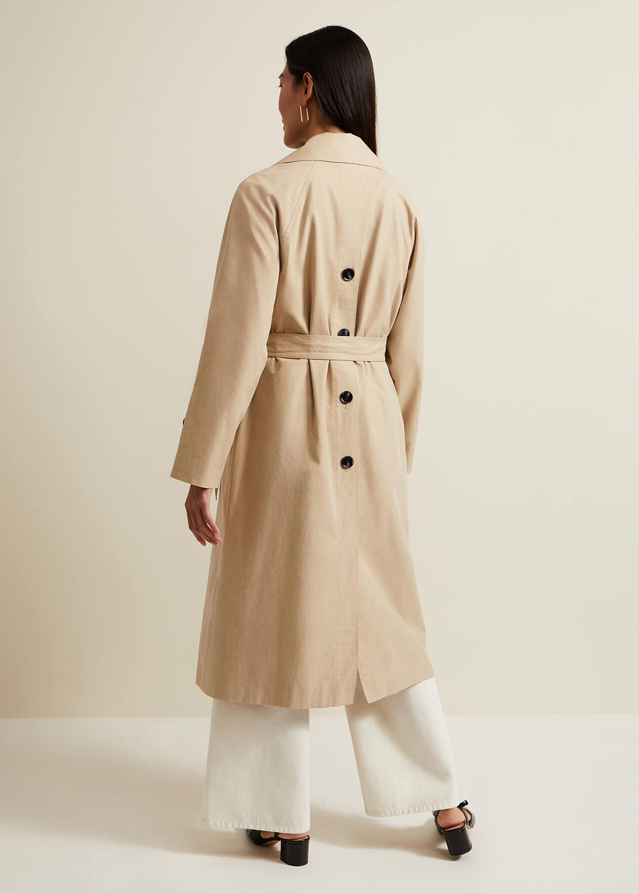 Sandy Button Detail Trench | Phase Eight UK