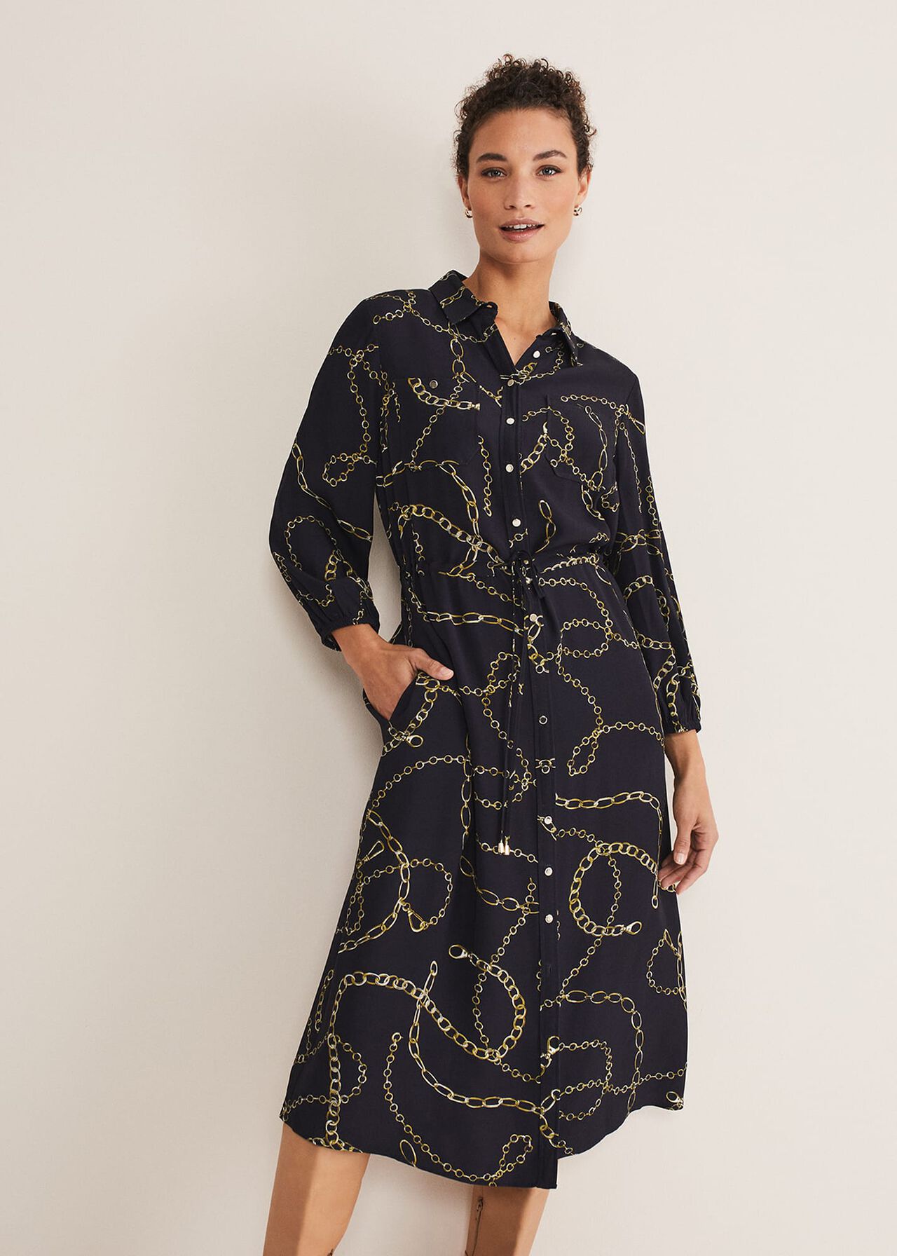 Tana Chain Print Shirt Midi Dress | Phase Eight UK