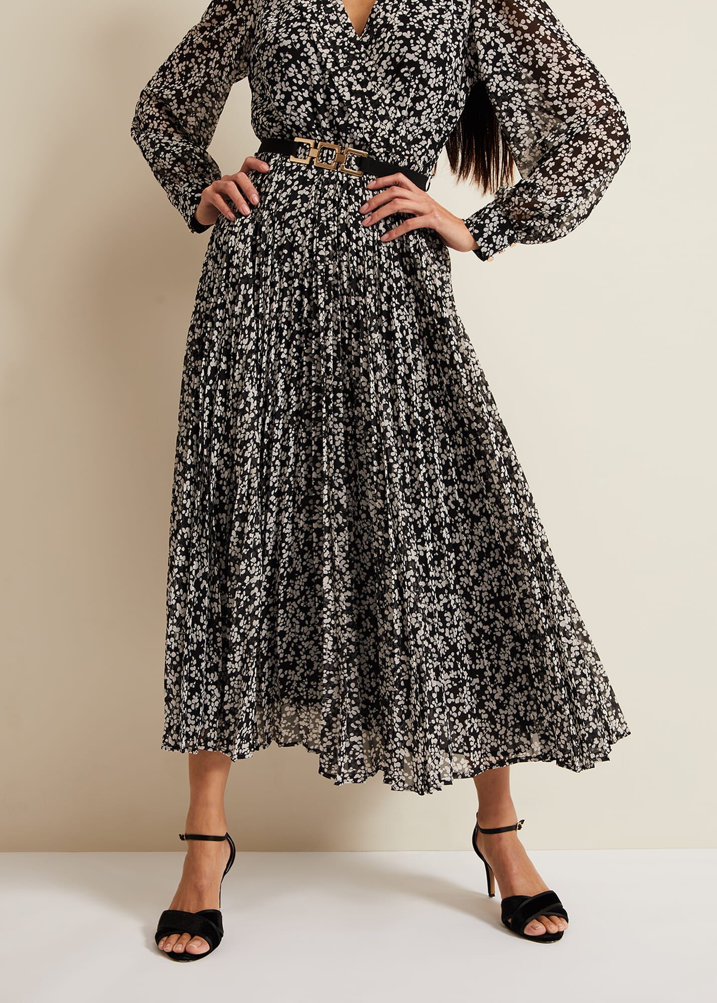 Ayana Spot Pleat Midaxi Dress | Phase Eight UK