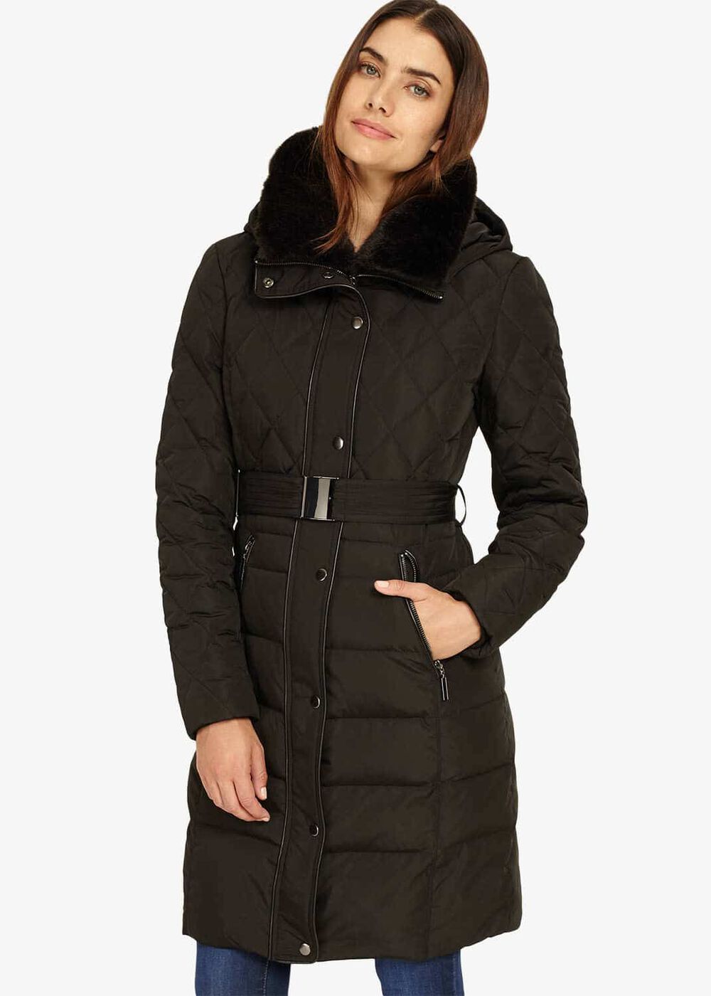 Deasia Long Diamond Puffer Coat | Phase Eight UK