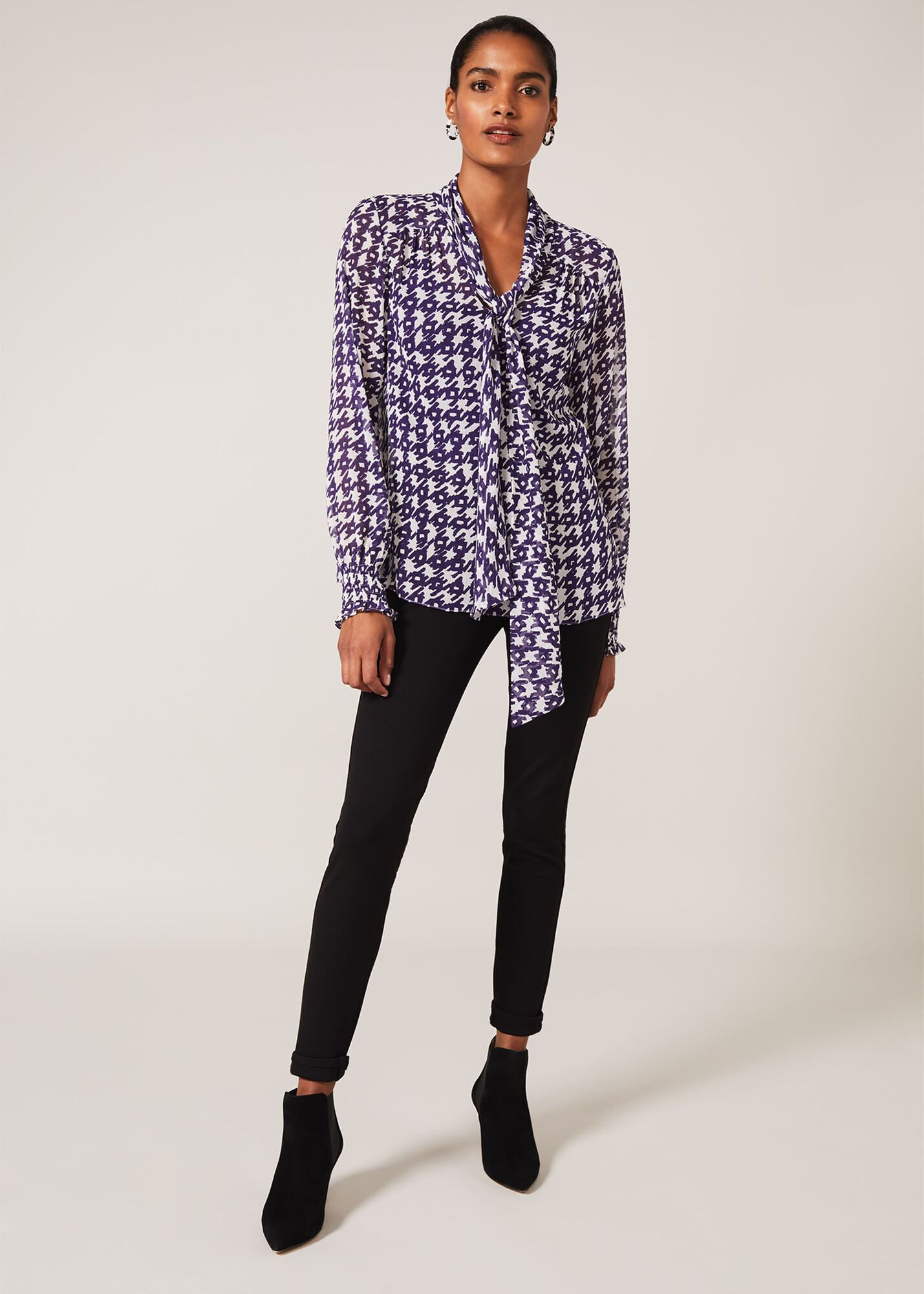 Rilynn Dogtooth Chiffon Blouse | Phase Eight UK