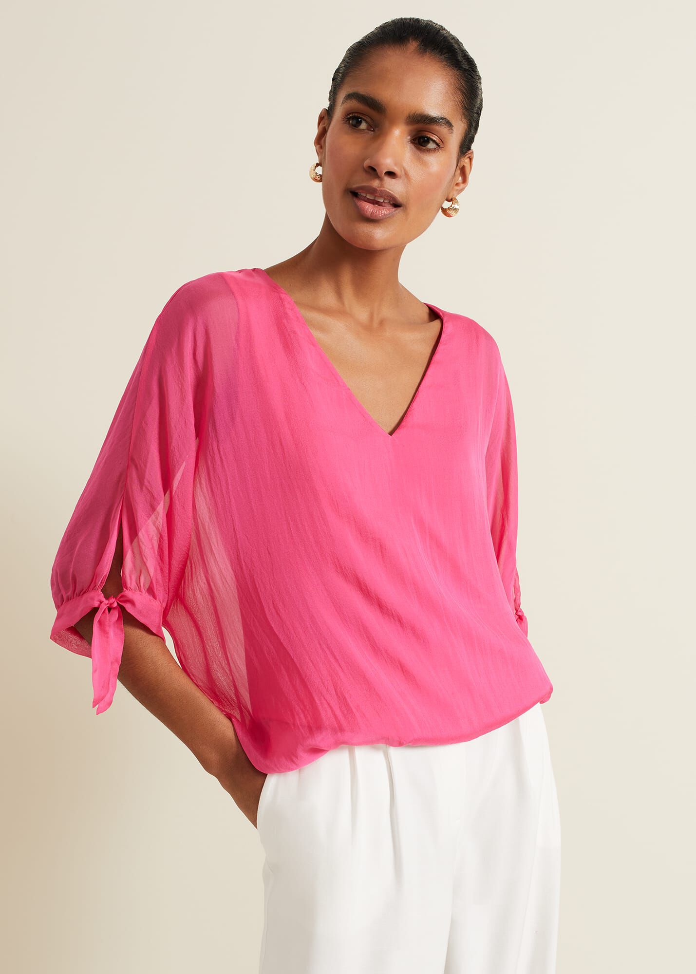 Madison Pink Silk Blouse | Phase Eight UK
